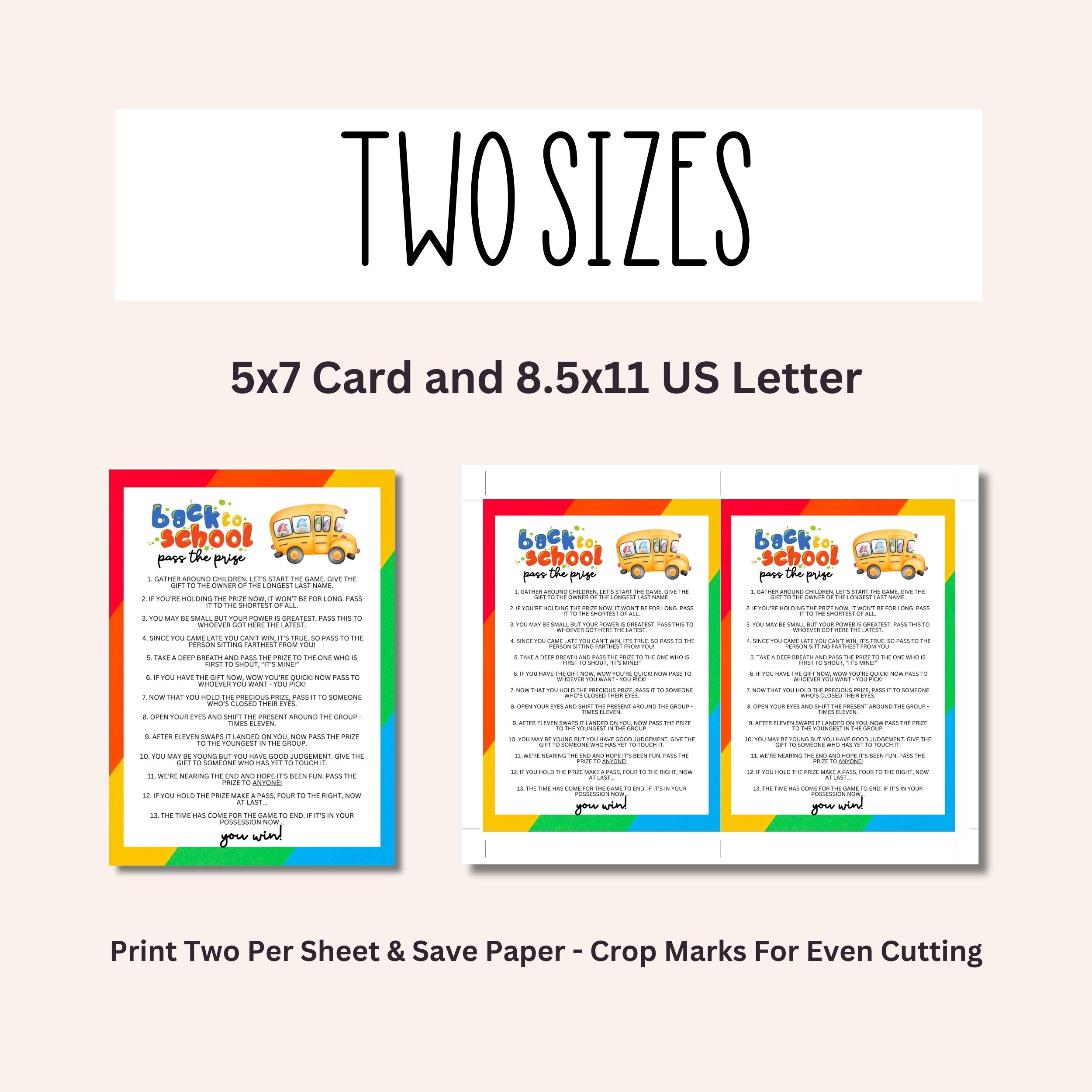 Back to School Pass the Prize Left Right Game for Kindergarten First ...