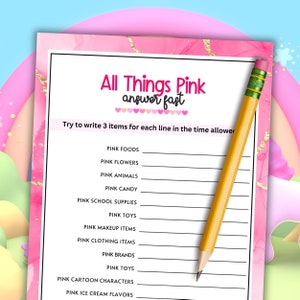 National Pink Day Game: Answer Fast Printable Party Activity (PDF) - Etsy