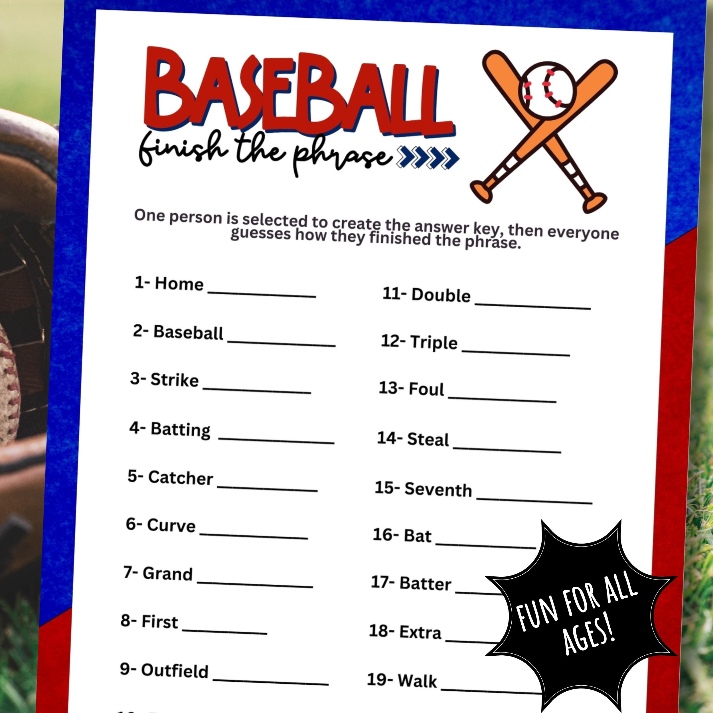 Baseball Games for All Ages | Finish the Phrase | Trivia Word Game ...