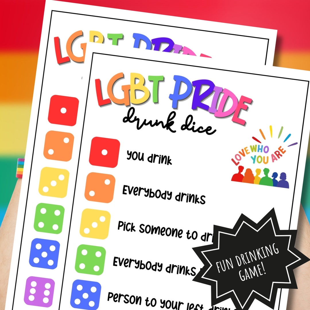 LGBT Pride Drunk Dice Drinking Printable Party Game for Queer Bi Gay ...