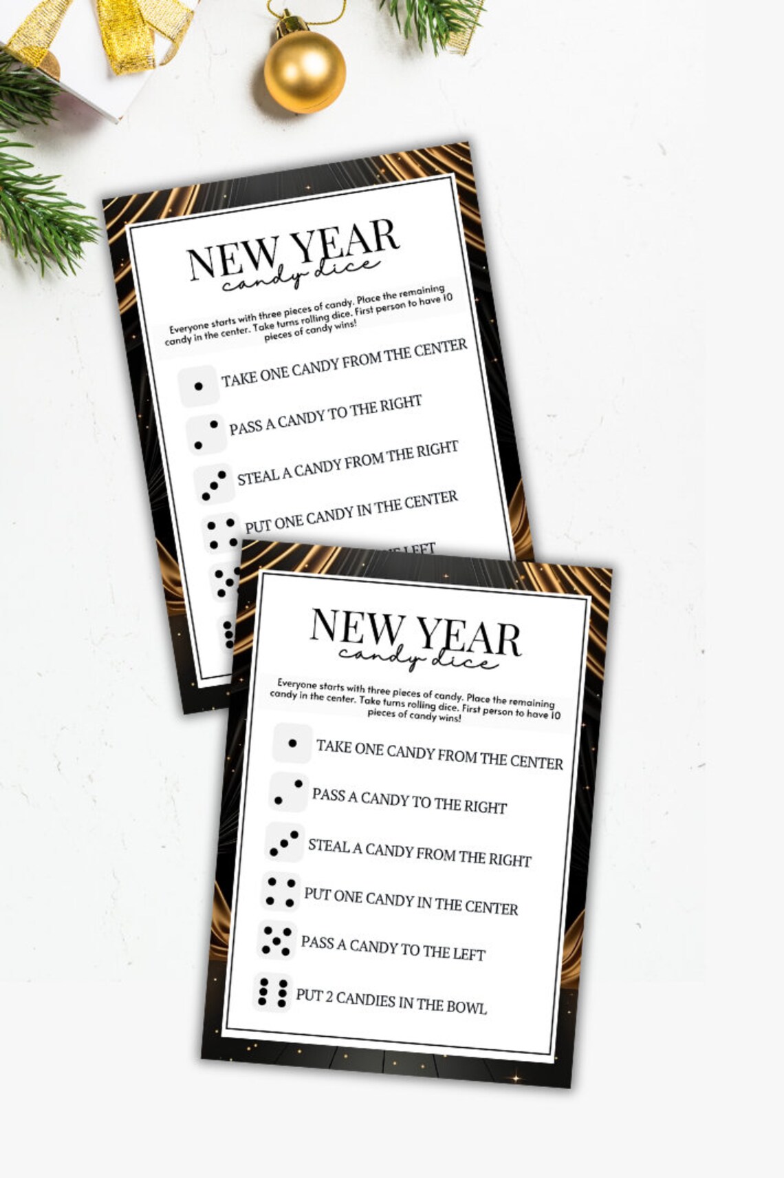 New Year's Eve Candy Dice Roll Fun Printable Game Fun for Adults Kids ...