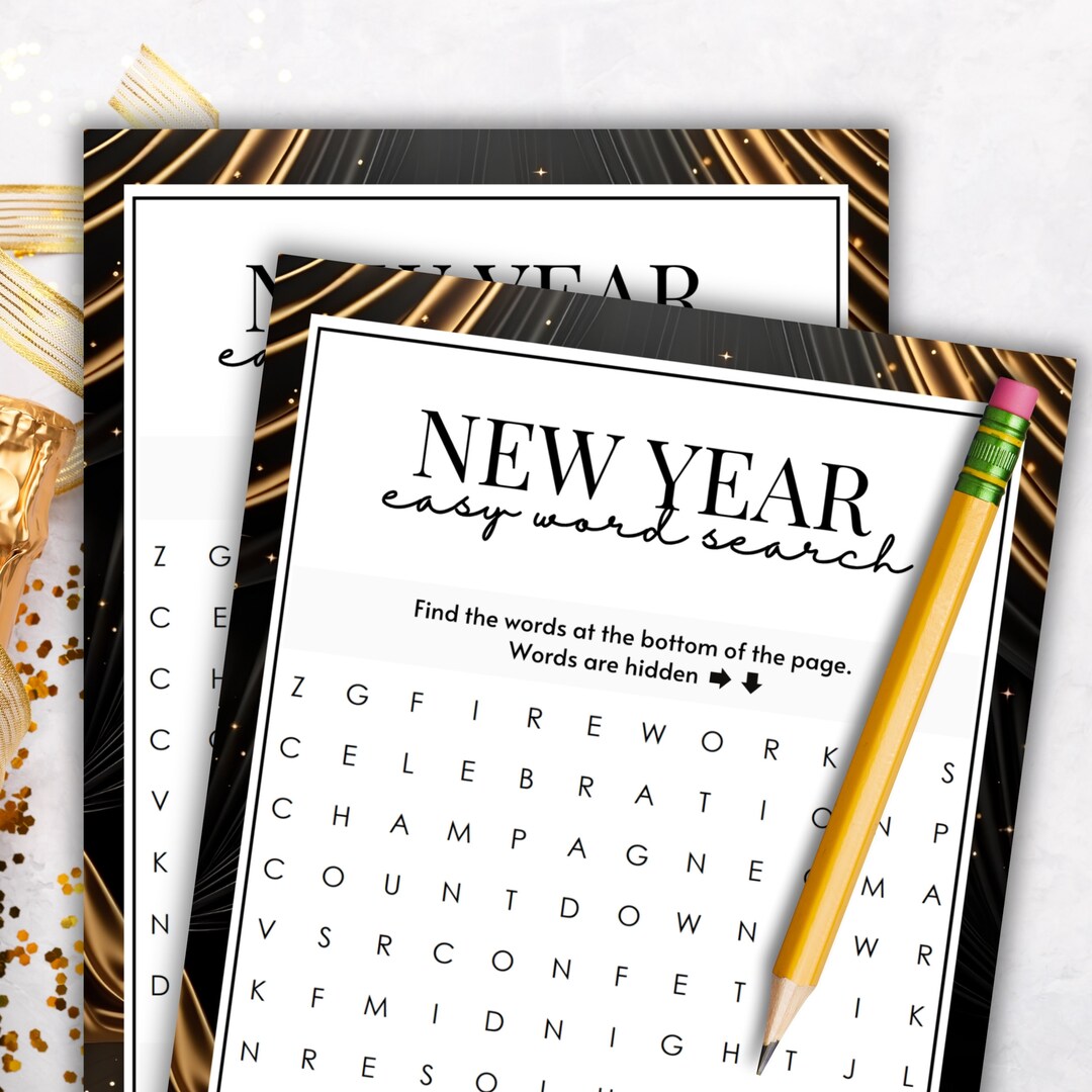 New Year's Eve EASY Word Scramble Printable Party Game for Kids Tweens ...