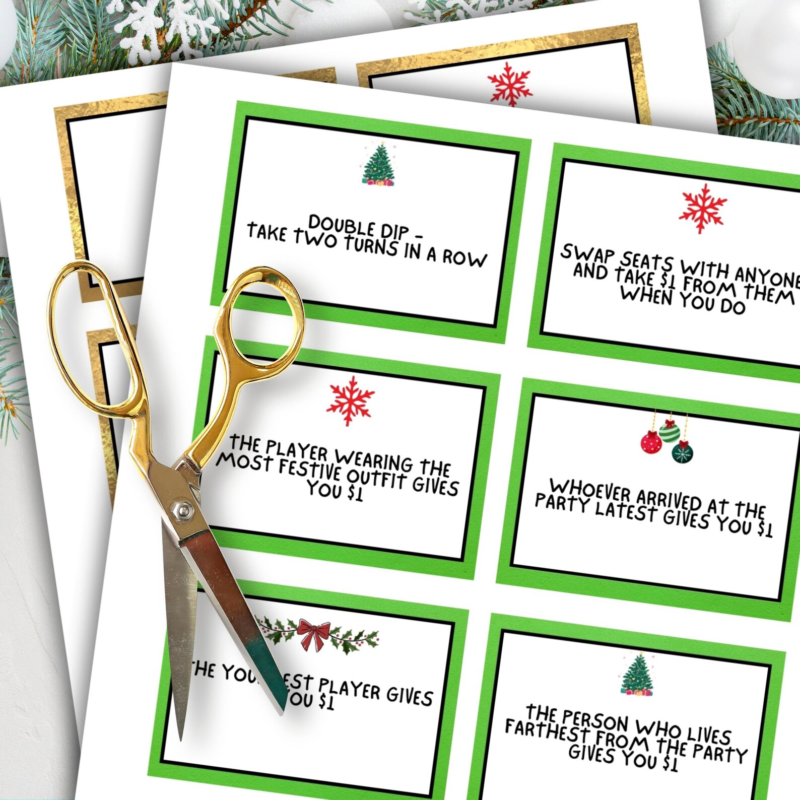Naughty or Nice Christmas Dollar Game – Printable Holiday Party Card ...