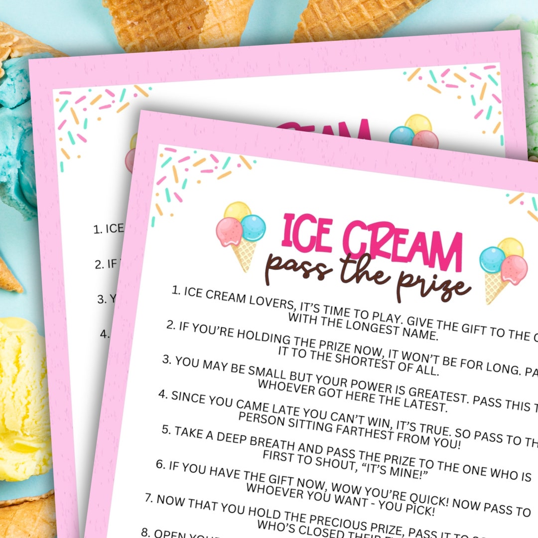 Ice Cream Pass the Prize Game: Summer Birthday Party (PDF) - Etsy