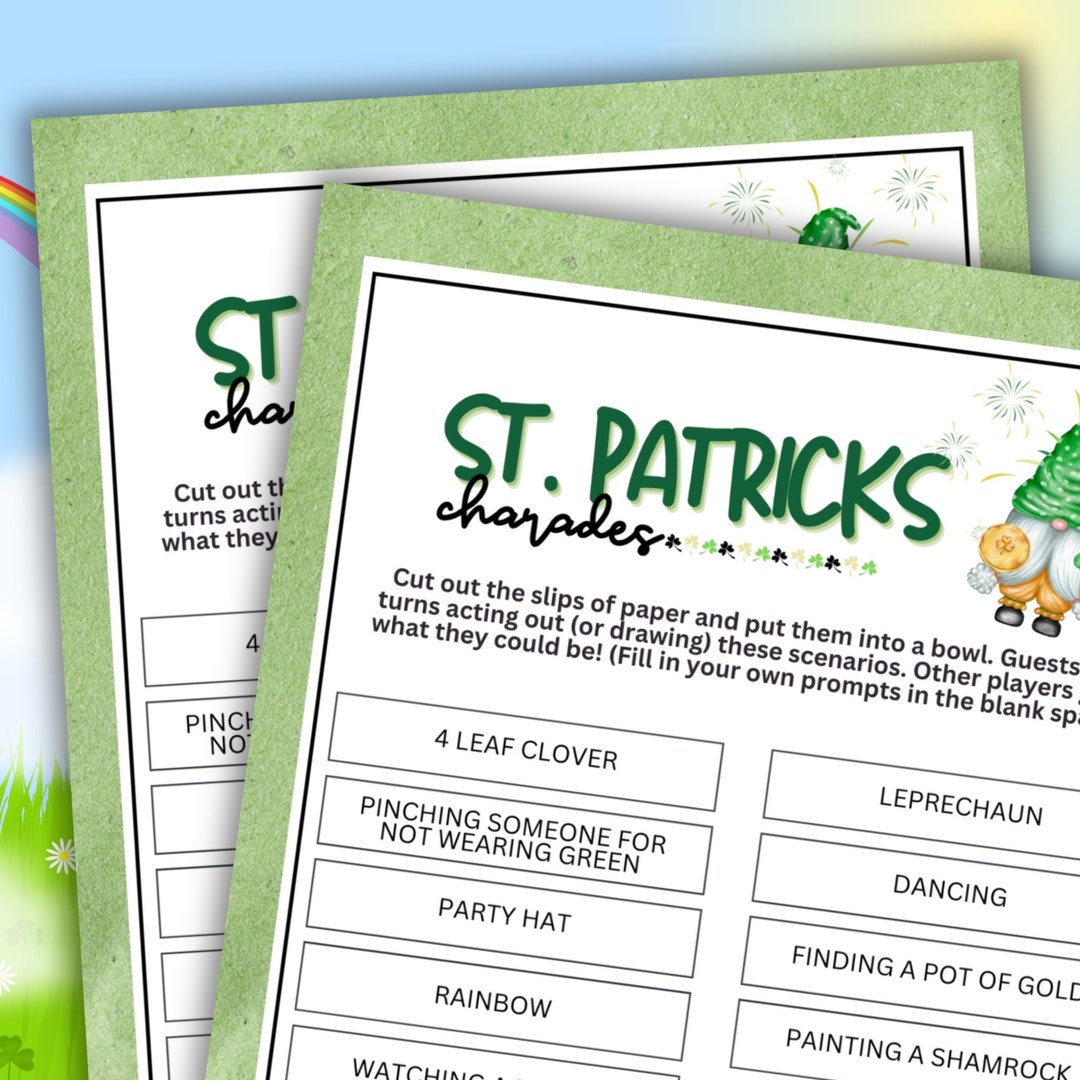 St. Patrick's Day Charades Game for Holiday Parties Family Gatherings ...