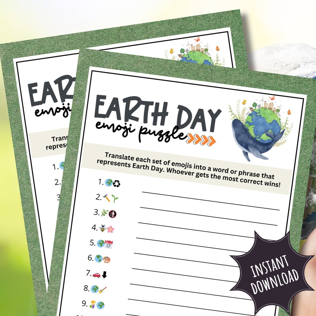 Earth Day Emoji Pictionary Puzzle Game Teacher Resource for Kids in ...