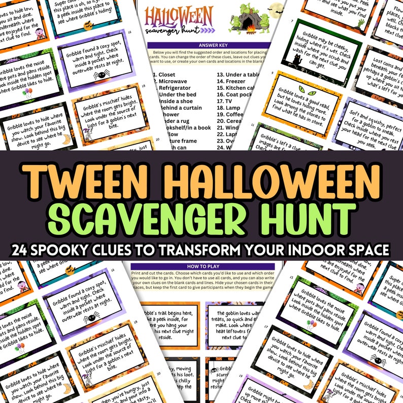 Halloween Scavenger Hunt: Spooky Clue Game for Tweens (PDF) - Etsy