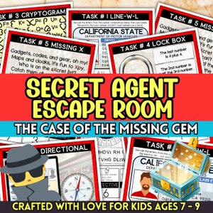 Kids Secret Agent Activity Escape Room Spy ID Decoder Investigation Kit ...