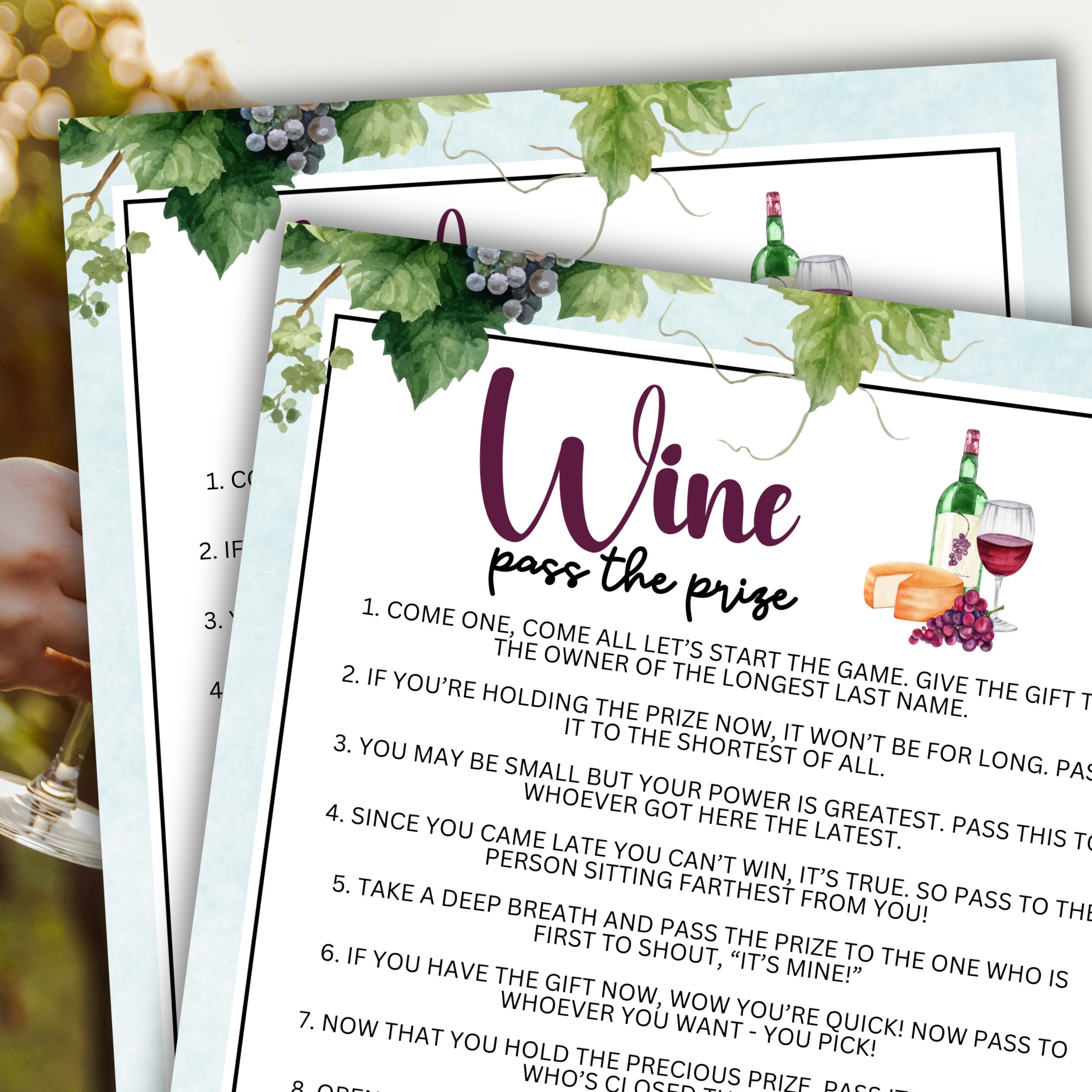 Wine Tasting Game: Pass the Prize Party Activity (PDF) - Etsy