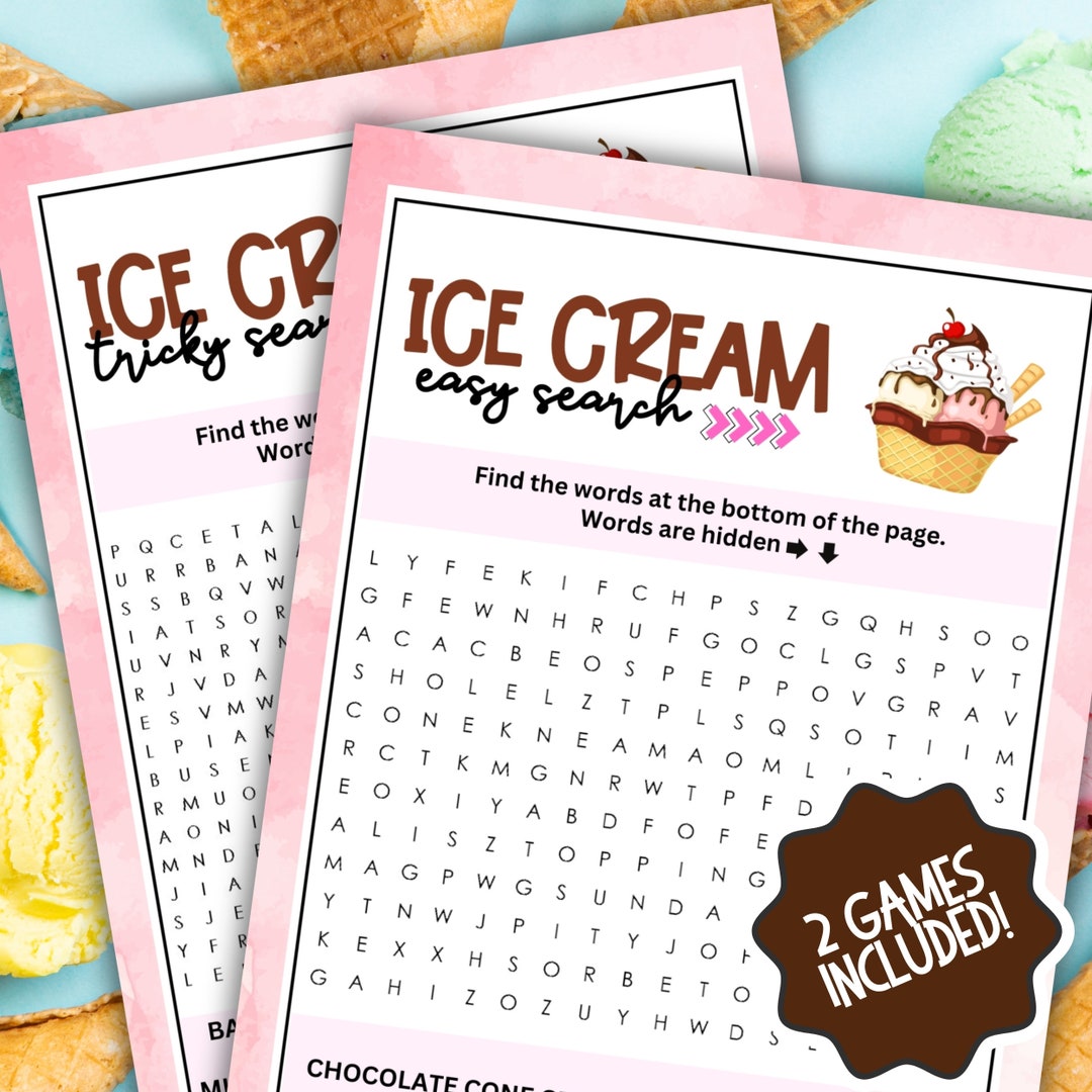 Ice Cream Word Search: Summer Party Game (digital Download) - Etsy