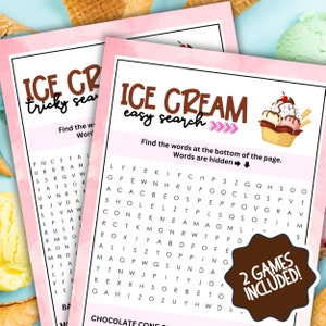 Ice Cream Word Search: Summer Party Game (digital Download) - Etsy