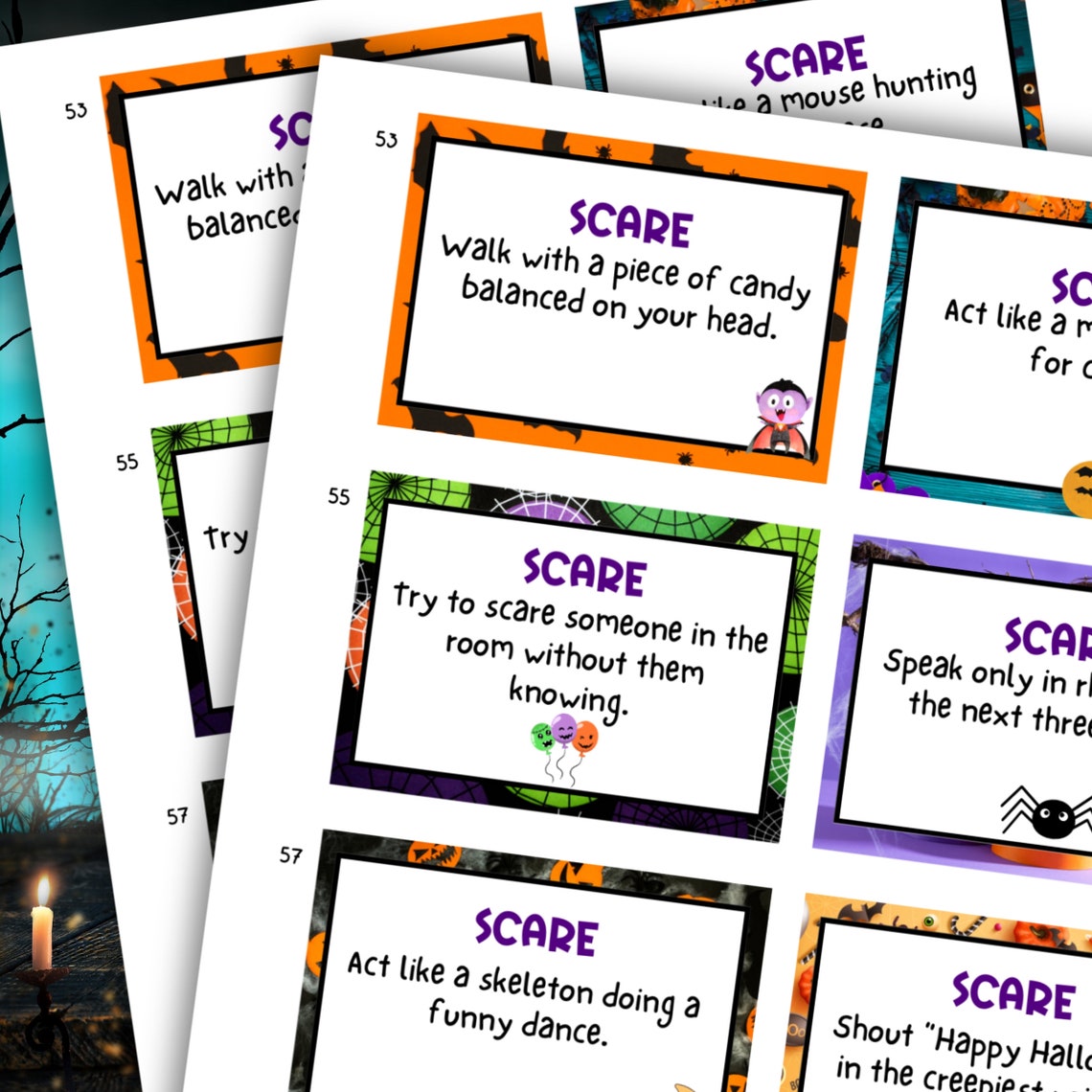 Halloween Truth or Scare Printable Party Game Dare Questions Spooky ...