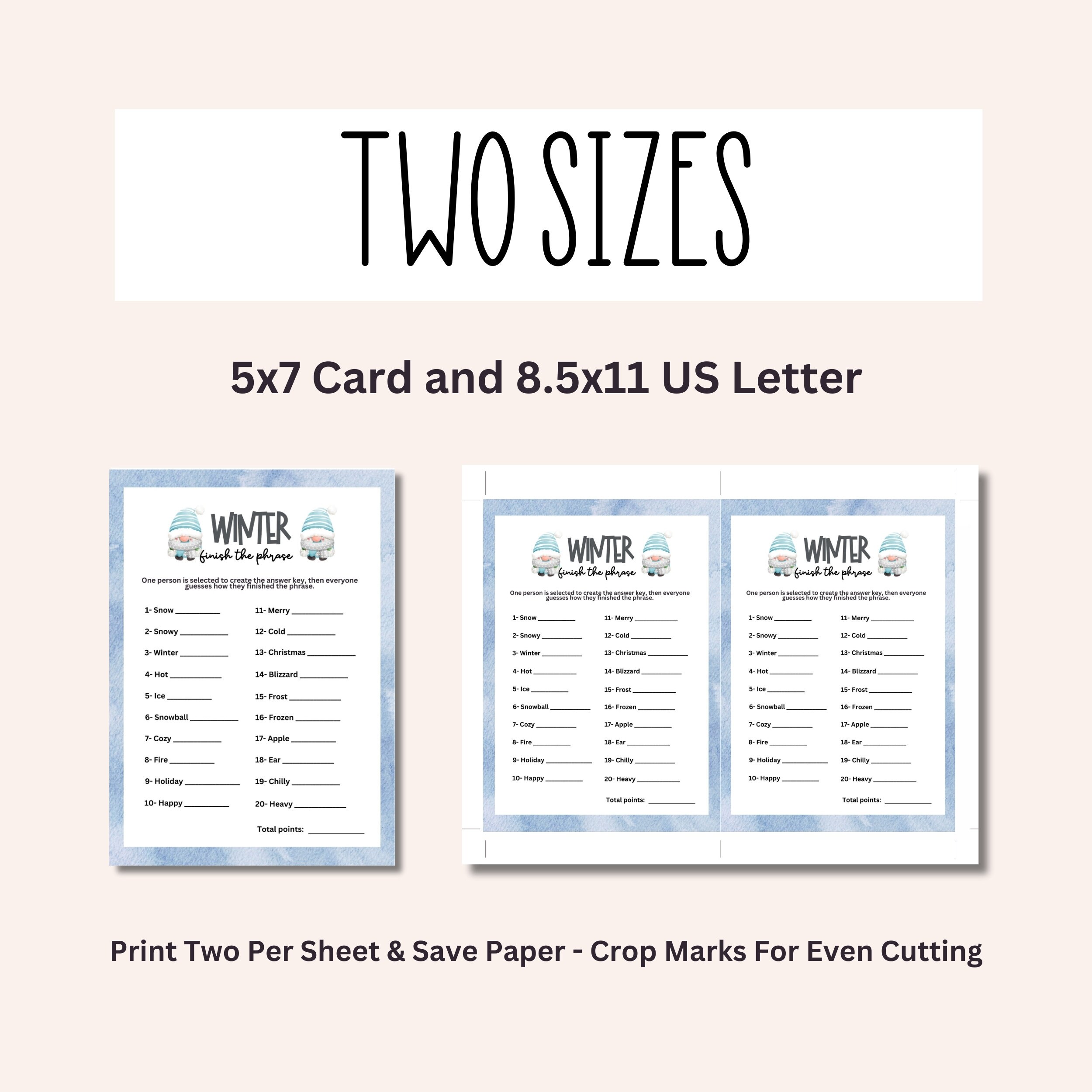 Winter Word Game Cabin Party Fun Fireplace Trivia Indoor Activity ...