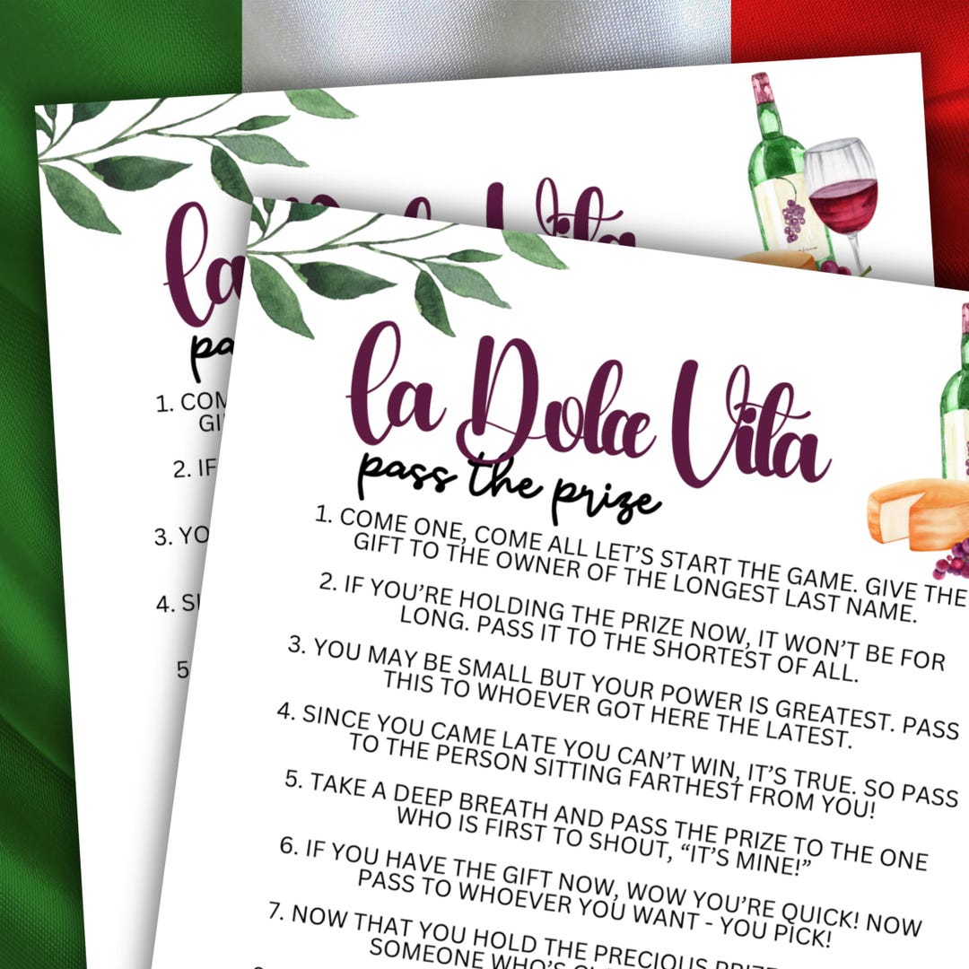 Italian Pass the Prize Game: Amalfi Coast Party (PDF) - Etsy