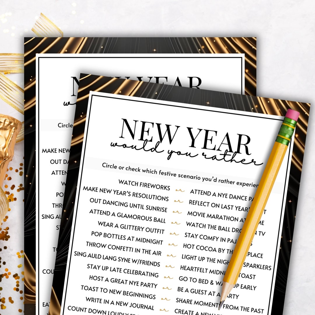 New Year's Party Game Would You Rather This or That Friendly Hilarious ...