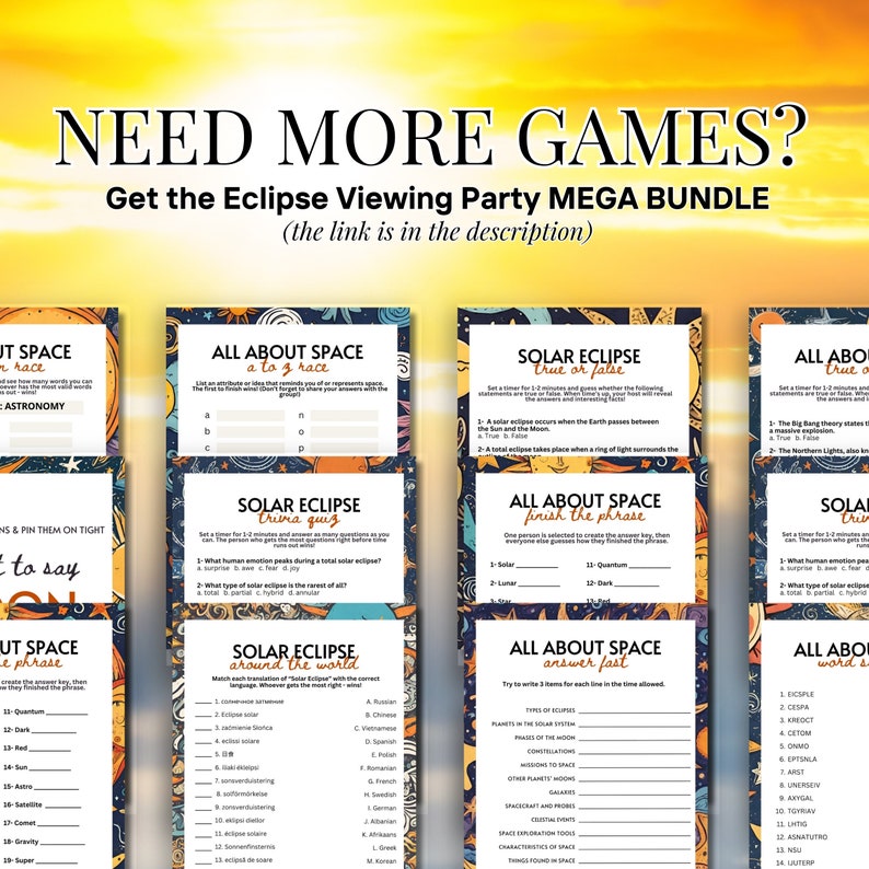 Solar Eclipse Finish the Phrase Word Game Activity for Kids Adults ...