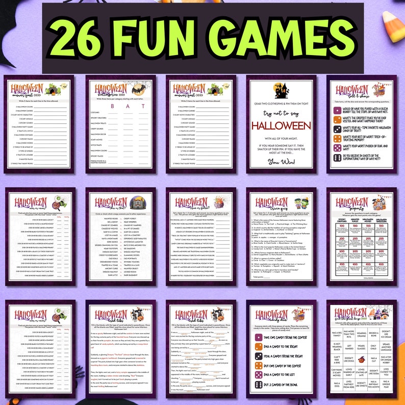 Halloween Game Bundle: 26 Spooky Printable Games (PDF) - Etsy