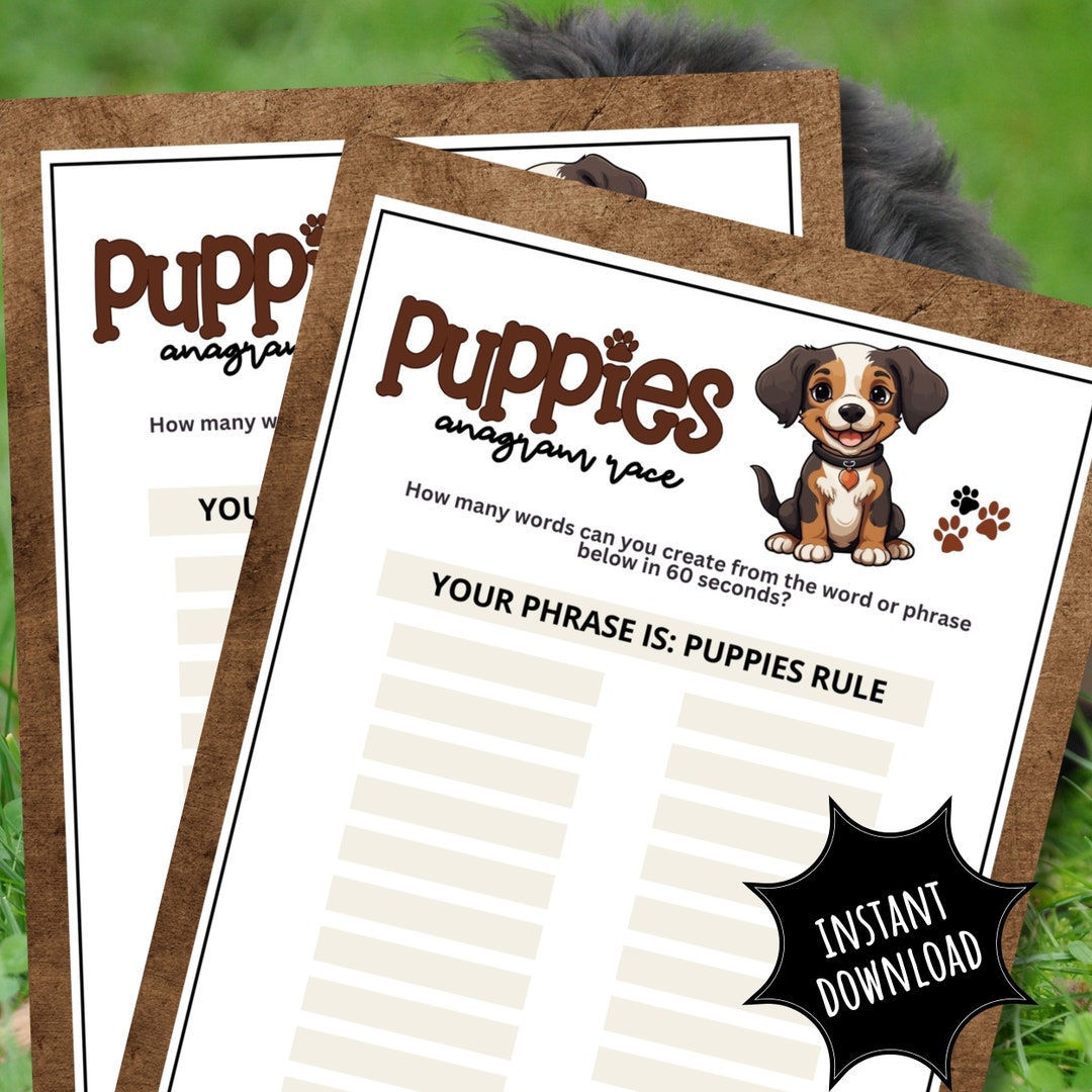 Puppy Party Anagrams Scrambled Word Game for A Dog or Doggy Themed ...