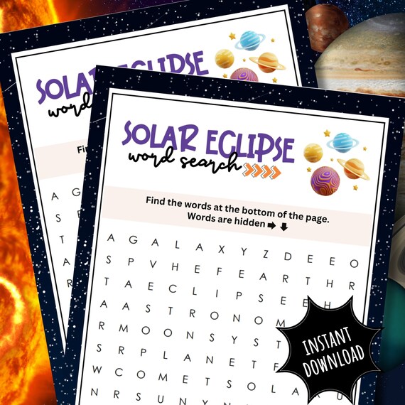 Word Search Solar Eclipse Solar Eclipse Word Search EASY Printable