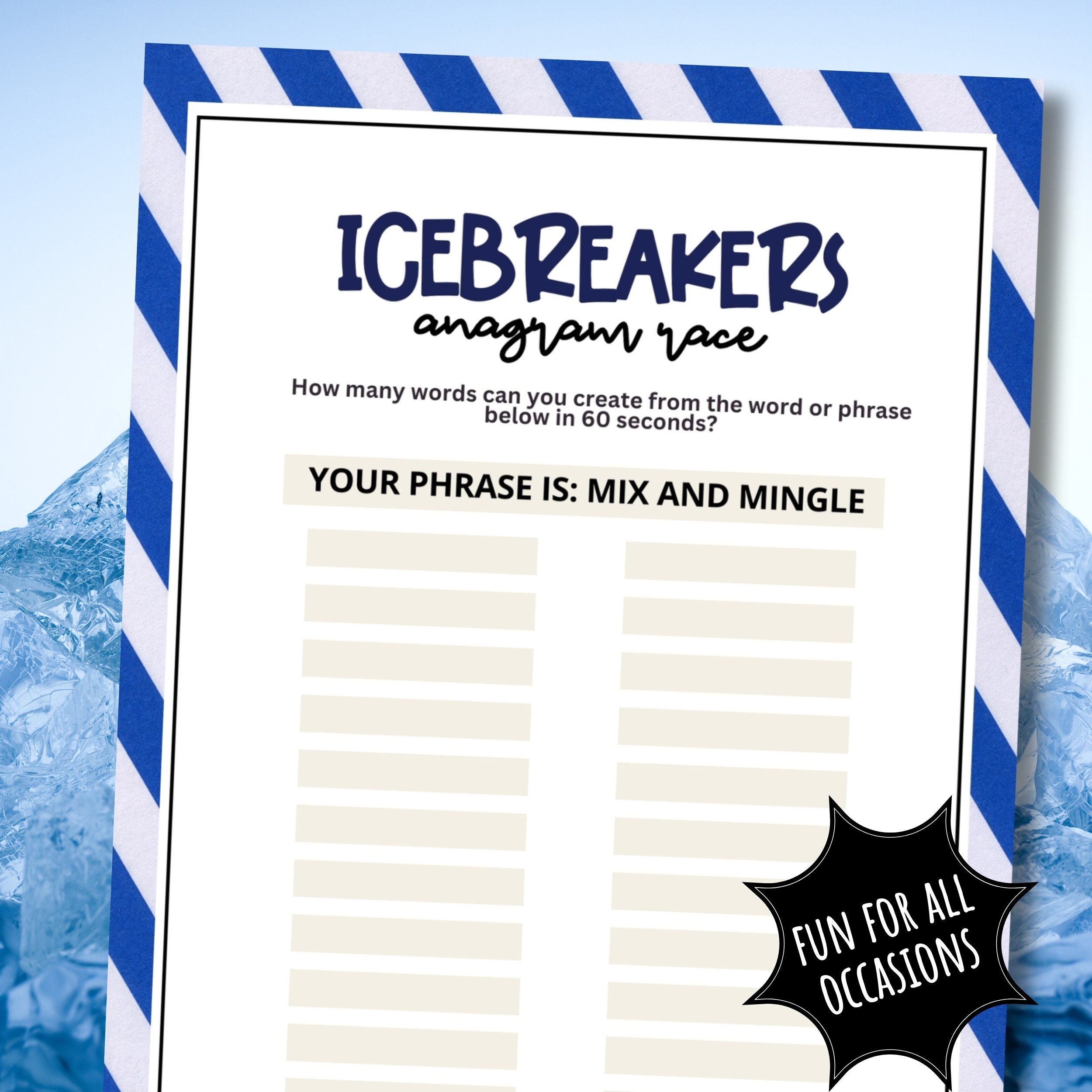 Icebreaker Anagrams Scrambled Word Game for Friends Family Coworkers ...