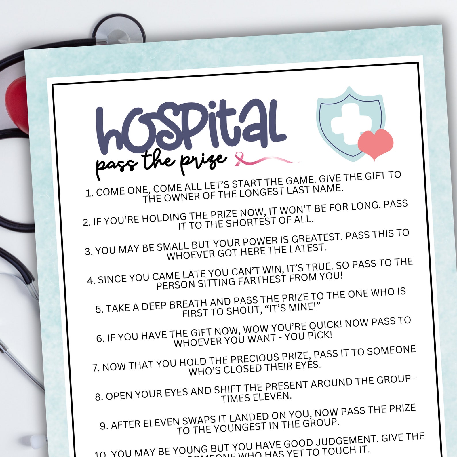 Hospital Pass the Prize Game: Nurse Appreciation, Work Events (PDF) - Etsy