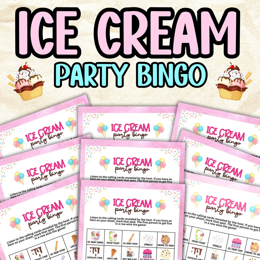 Ice Cream BINGO Party Game for Summer Birthdays Gender Reveal Pool ...
