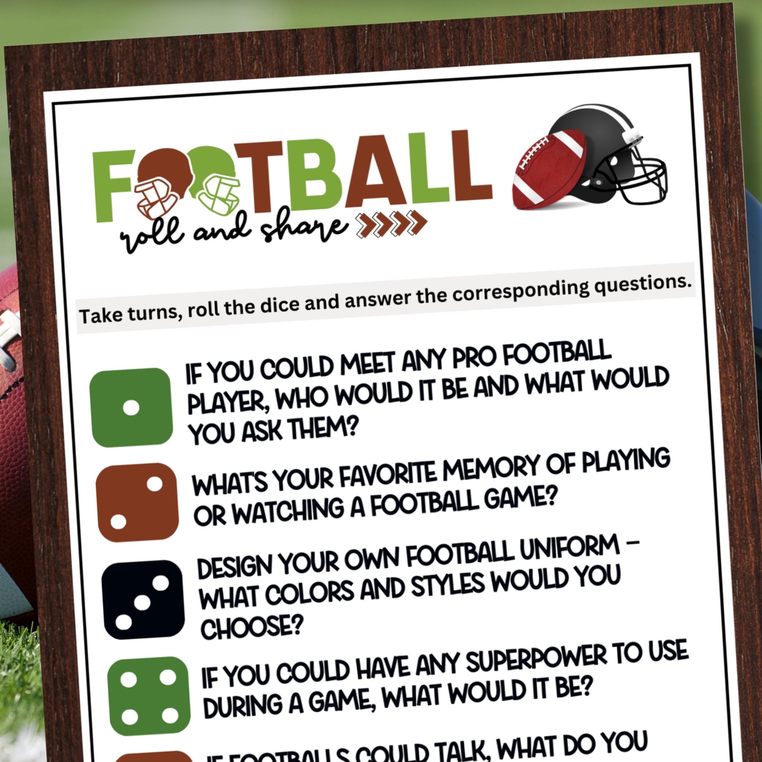 Football Roll and Share Game: Birthday Party Icebreaker (PDF) - Etsy