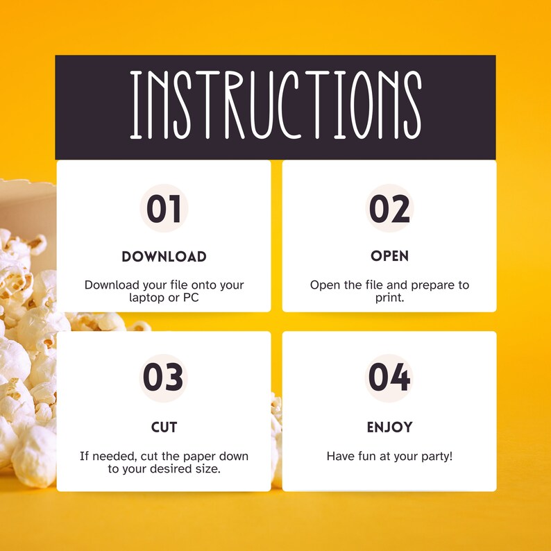 Popcorn Pass the Prize Game: Birthday Party Activity (PDF) - Etsy