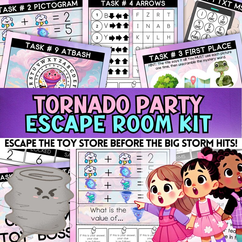 Tornado Escape Room Kit: Girls' Birthday Party Game (ages 6-9 ...