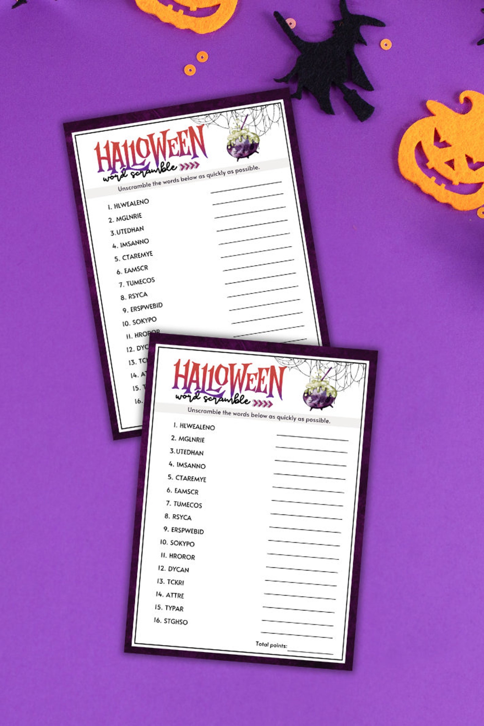 Halloween Word Scramble Game: Printable Party Activity (PDF) - Etsy