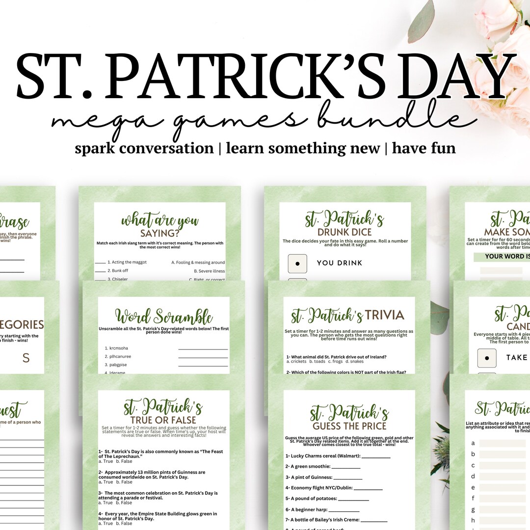 St. Patrick's Day Games Bundle: 16 Printable Party Games (digital ...