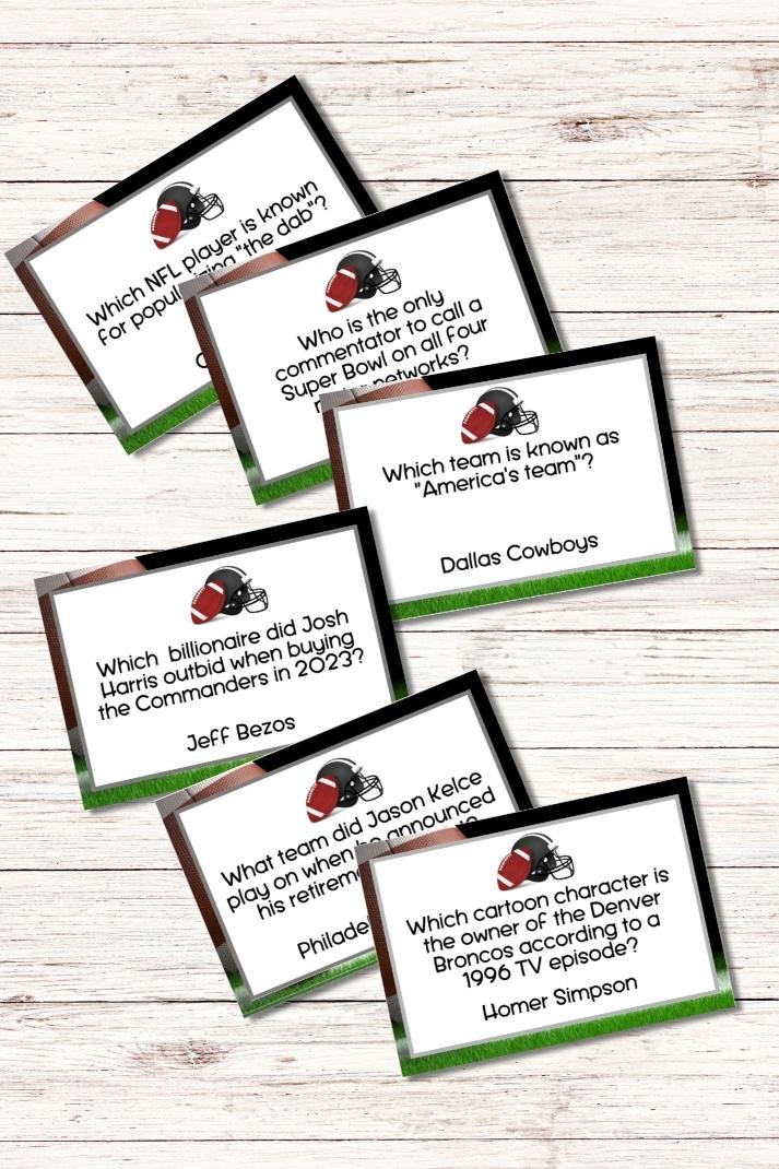Football Trivia Cards - Printable Tailgaiting Game (112 Quiz Questions ...