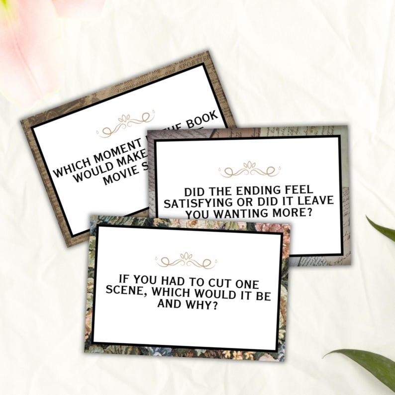 Book Club Discussion Cards: 88 Printable Conversation Starters (PDF) - Etsy