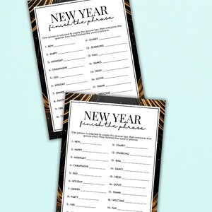 New Year's Eve Finish the Phrase Game Countdown Party Activity for ...