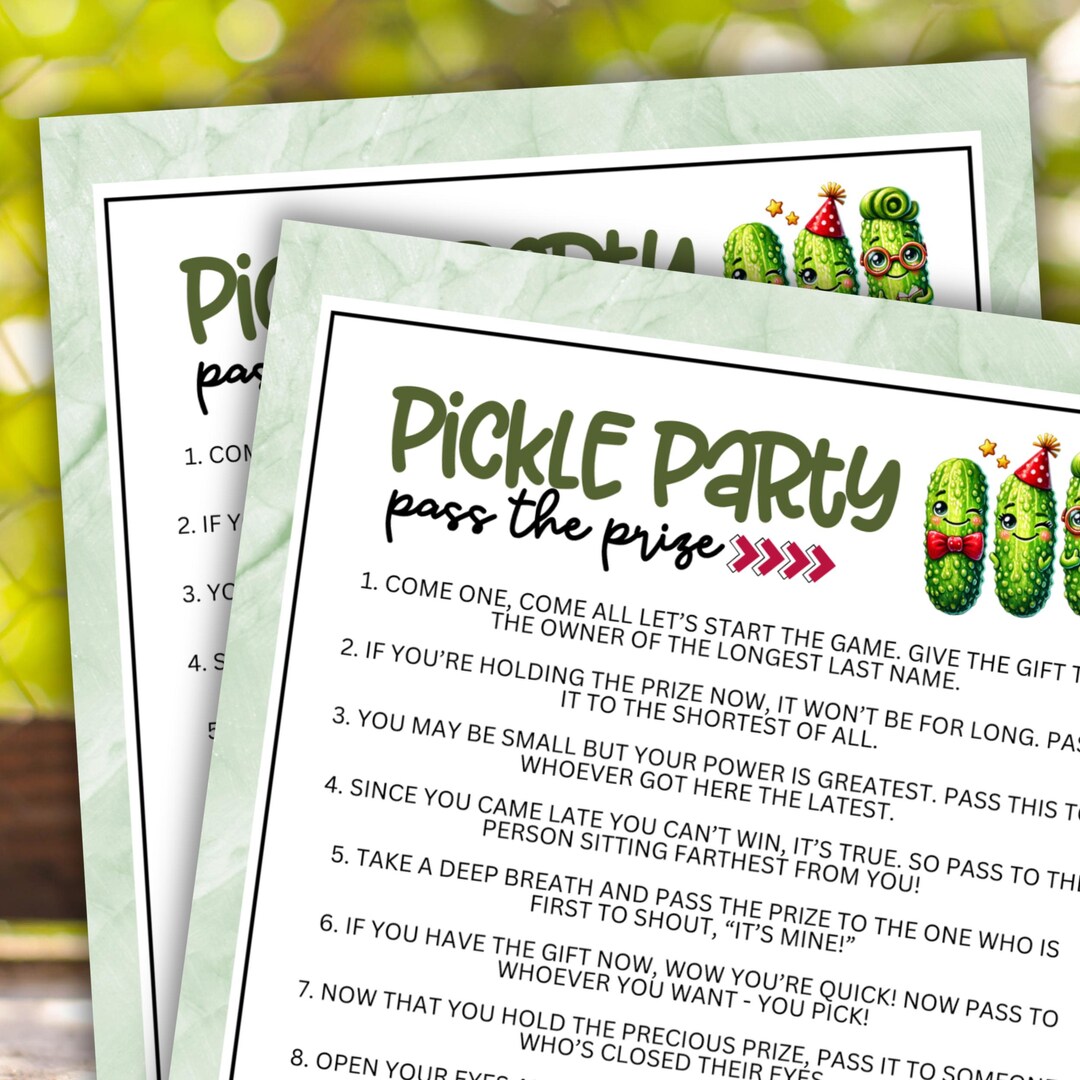 Pickle Party Pass the Prize Game: Kids Birthday, Baby Shower (PDF) - Etsy