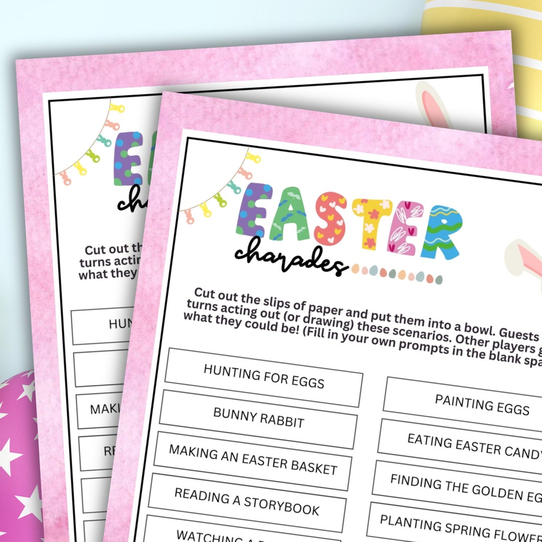 Easter Charades Game for Kids Family Gatherings Egg Hunts Spring ...