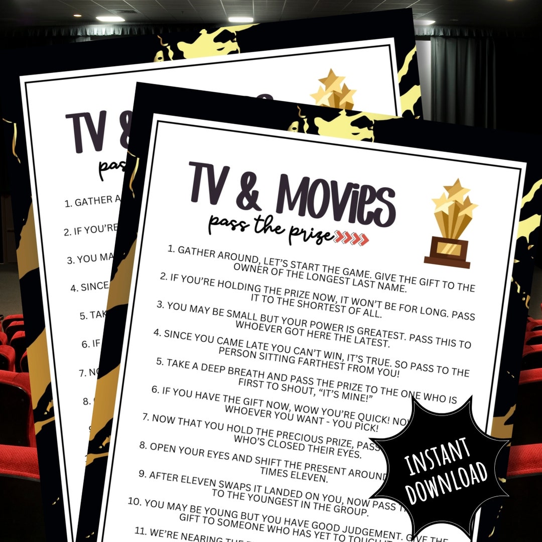Movie Awards Pass the Prize Left Right Game Activity for Hollywood ...