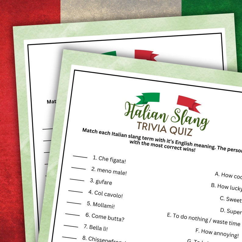 Italian Slang Trivia Game: Language Learning Activity (PDF) - Etsy
