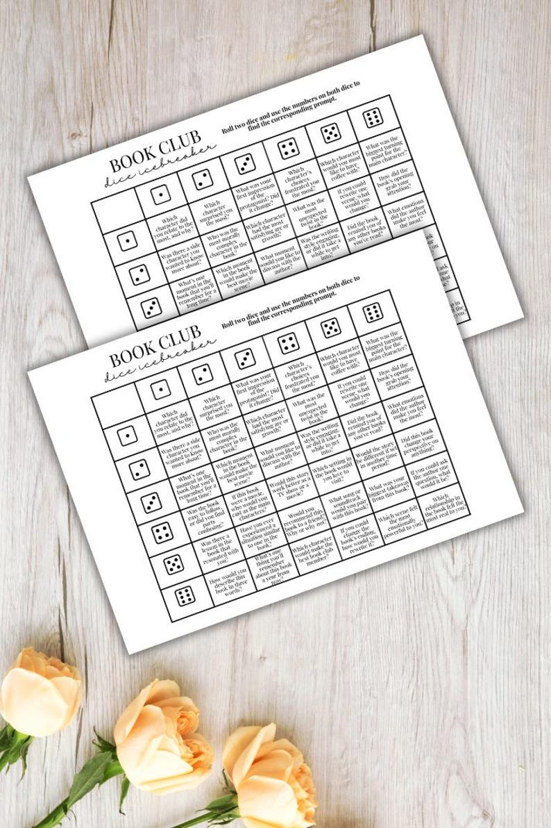 Book Club Dice Game: Printable Icebreaker Conversation Starters ...