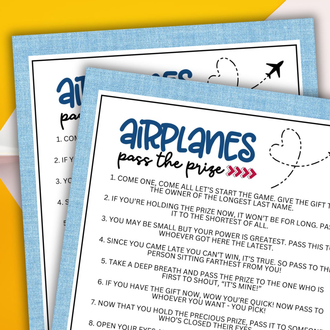Airplane Party Game: Pass the Prize Aviation Theme (PDF) - Etsy