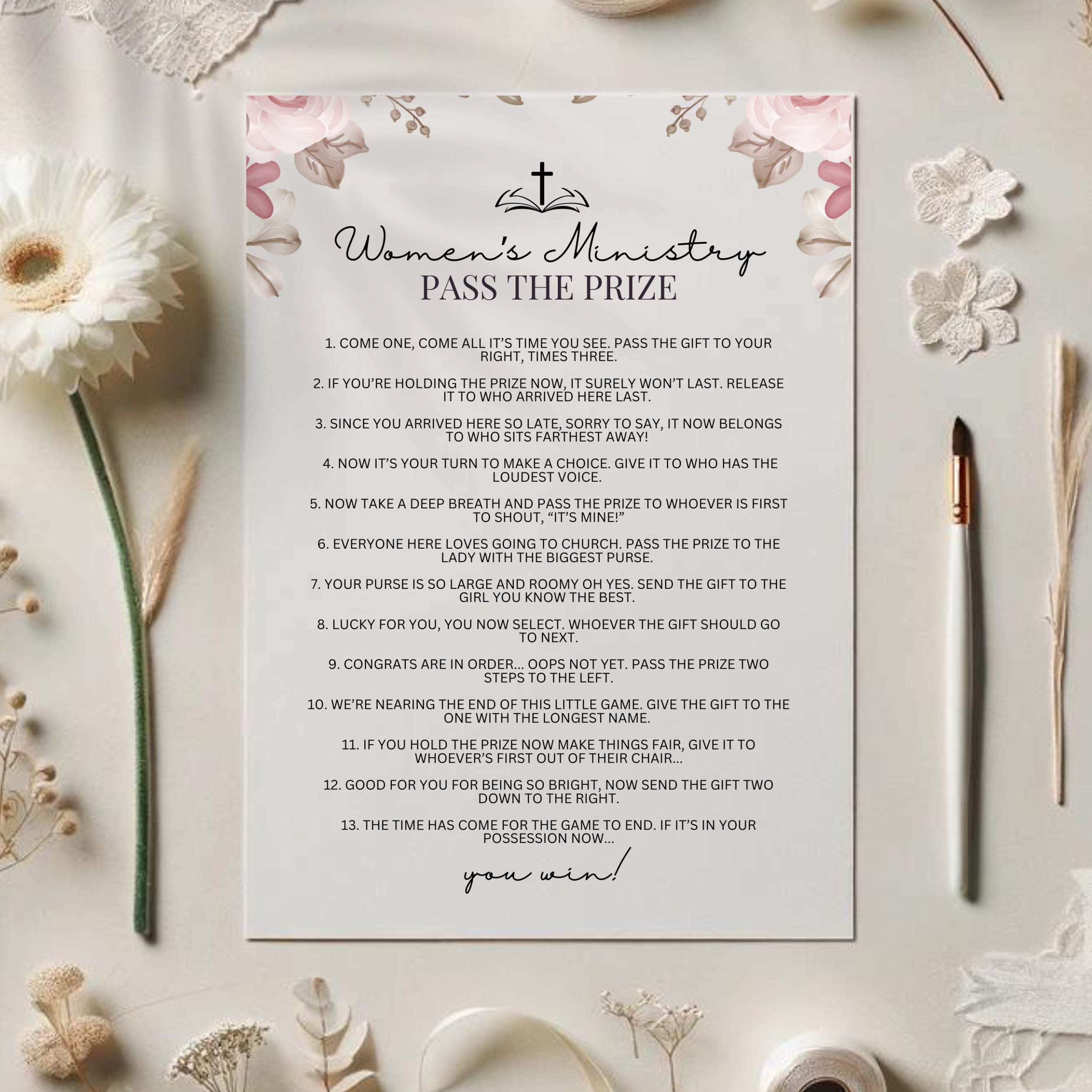 Women's Ministry Pass the Prize Left to Right Printable Poem Story Game ...