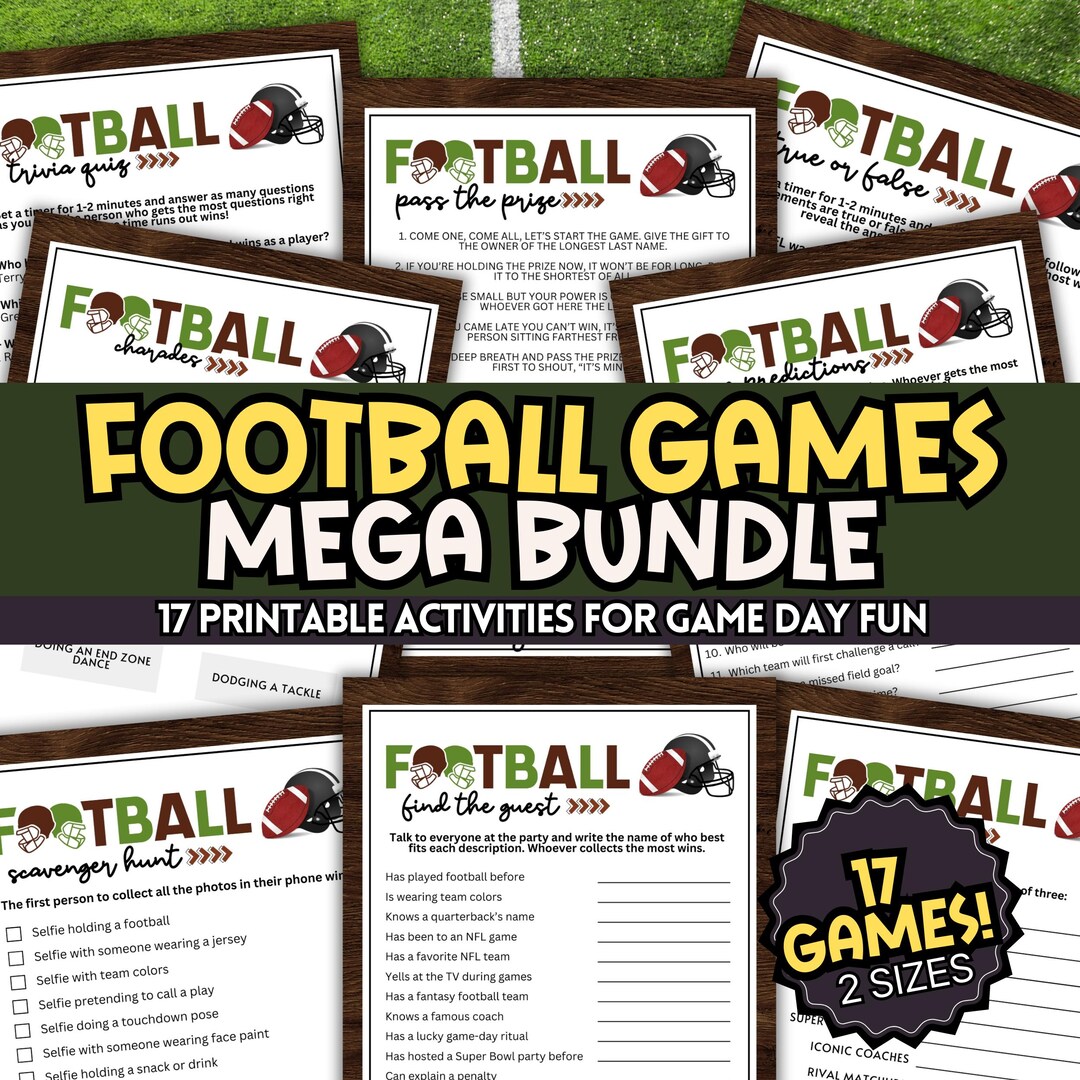 Football Party Games Bundle - Digital Download (PDF) - Etsy