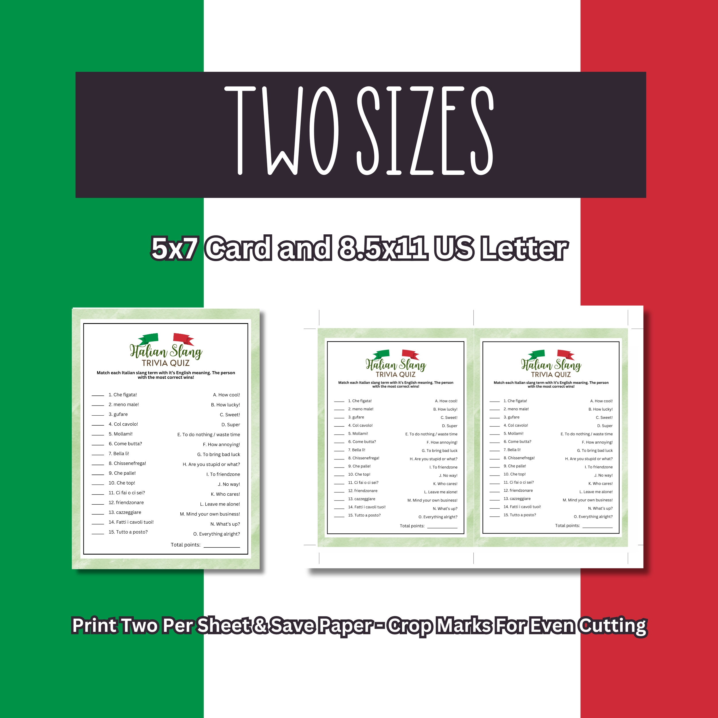 Italian Slang Trivia Game: Language Learning Activity (PDF) - Etsy