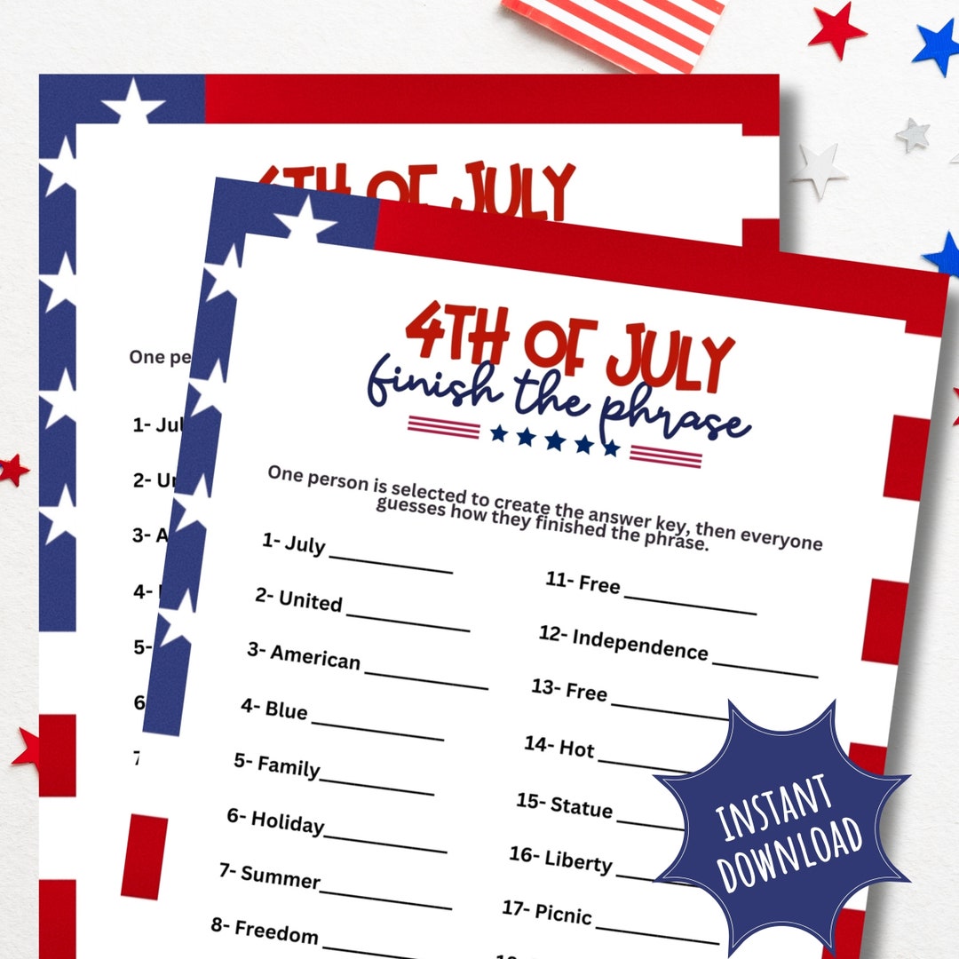 4th of July Games for All Ages | Finish the Phrase | Trivia Word Game ...