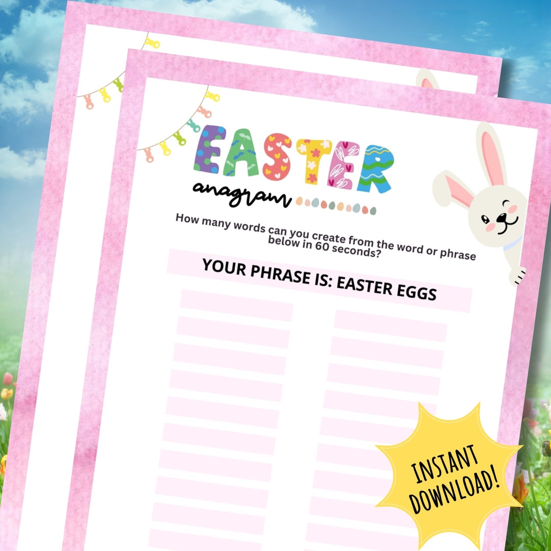 Easter Printable Game and Anagram Word Scramble to Search for Smaller ...