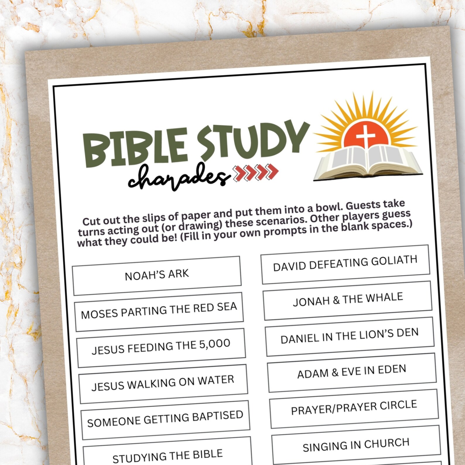 Bible Study Charades Game for Church VBS Womens Ministry Ladies ...