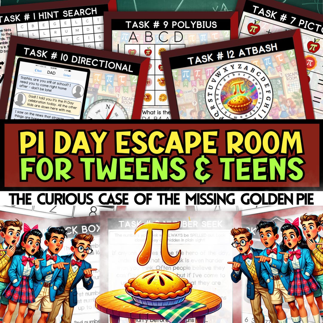 Pi Day Escape Room Kit Printable Puzzle Game Fun Math Activity for Kids ...