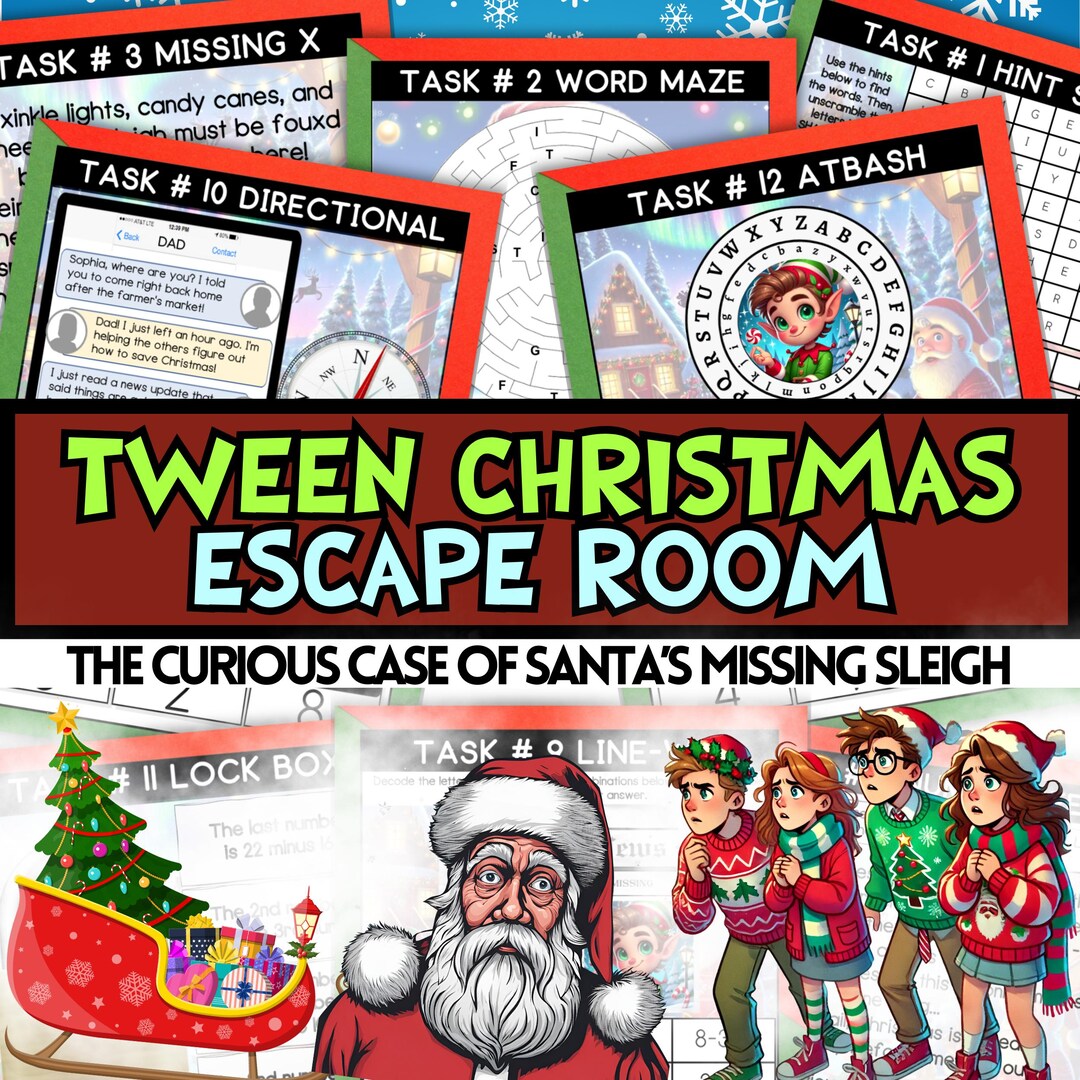 Christmas Escape Room Kit: Santa's Sleigh Adventure (printable PDF) - Etsy
