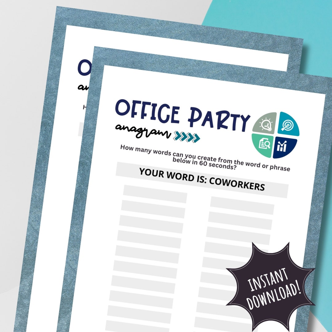 Office Party Printable Anagram Word Scramble Game for Team Building and ...