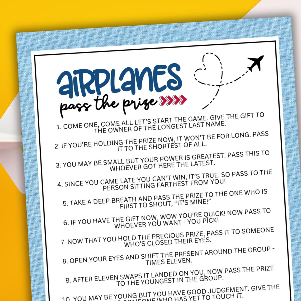 Airplane Party Game: Pass the Prize Aviation Theme (PDF) - Etsy